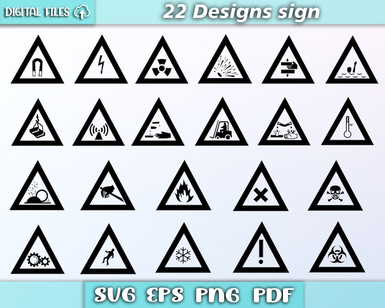 Warning Signs Svg/ Road Signs Svg/ Signs Bundle/ Signs Silhouette/ Sign ...