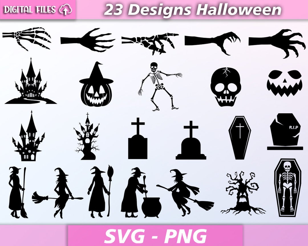 Halloween Bundle Svg/ Halloween Silhouette/ Halloween Clipart/ Vector ...
