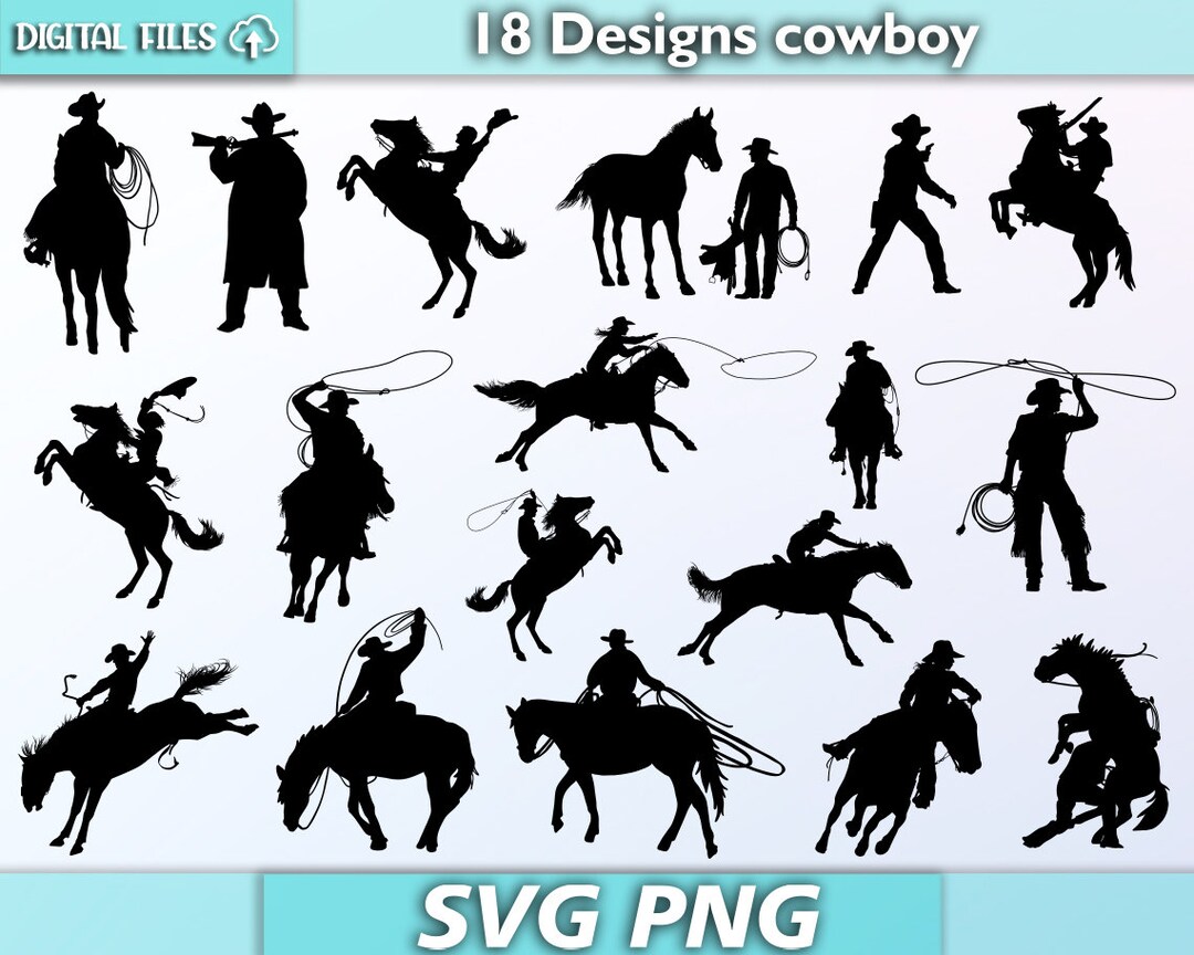 Cowboy Svg/ Cowboy Silhouette/ Cowboys Svg/ Cowboy Vector/ Silhouette ...