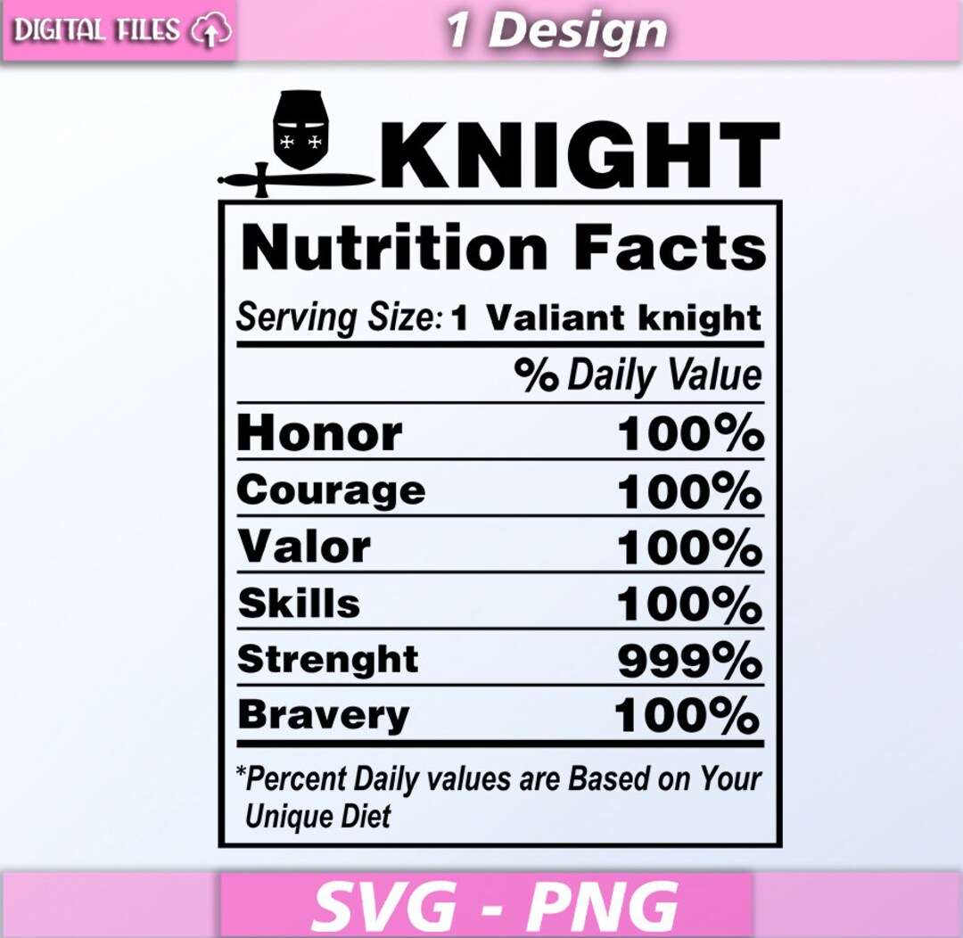 Nutrition Facts Knight Svg/ Nutrition Facts Vector/ Knight Svg/ Knight ...