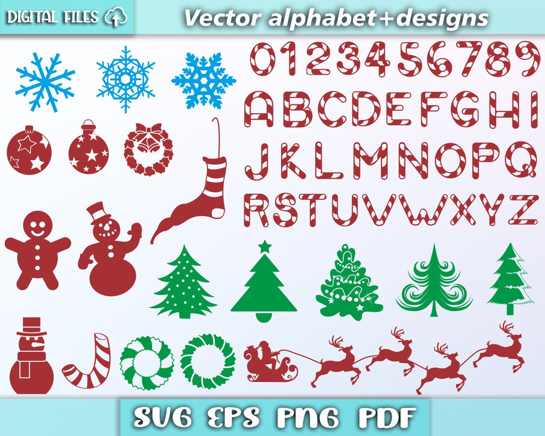 Christmas Font Svg/ Candy Christmas Vector/ Merry Christmas Svg/ Vector ...