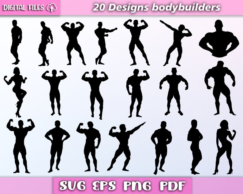 Bodybuilders Svg/ Bodybuilders Silhouette/ Bodybuilding Svg/ Sport Svg ...