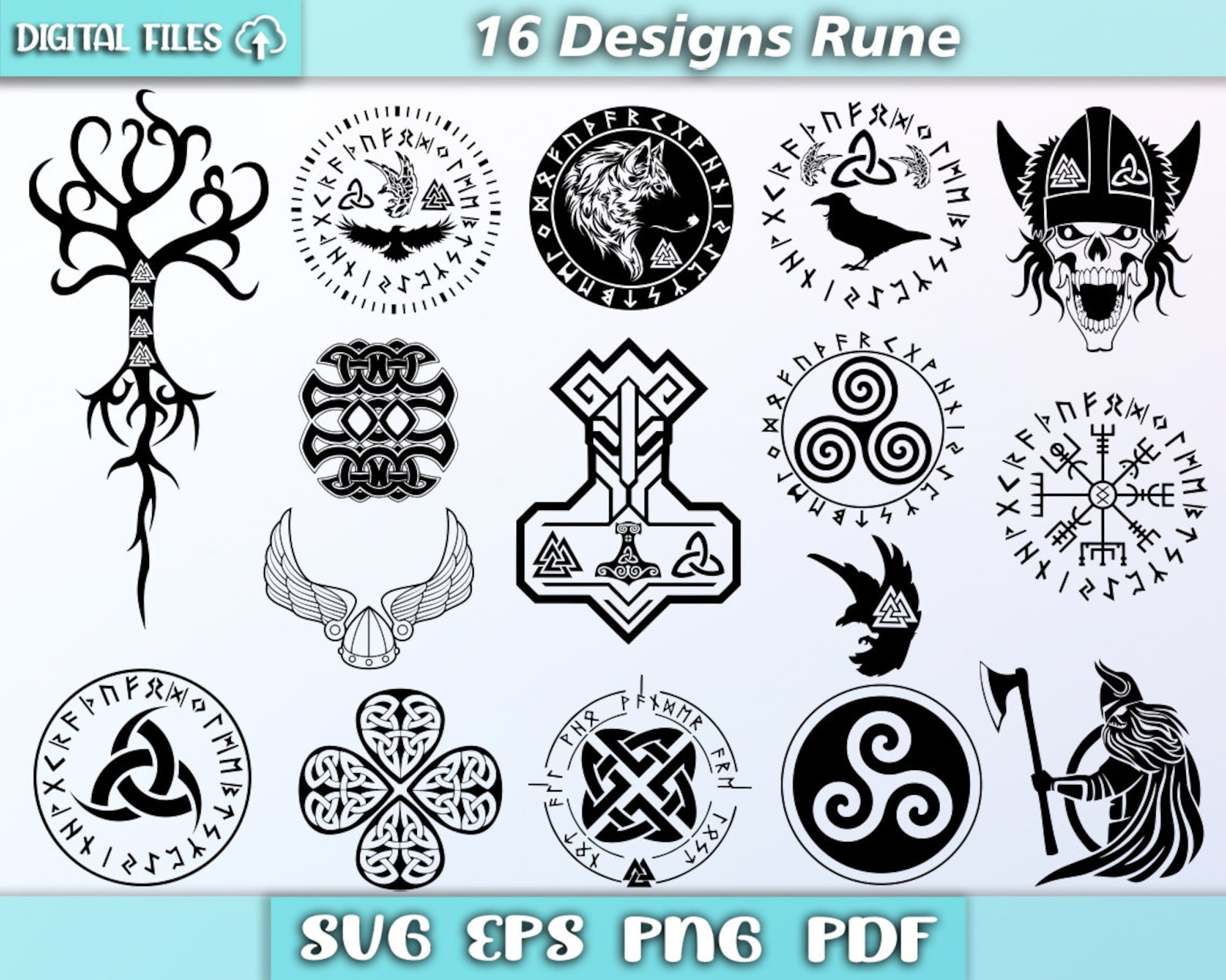 Rune Viking Svg / Scandinavian Rune Vector/ Circle Rune Svg/ Vegvisir ...
