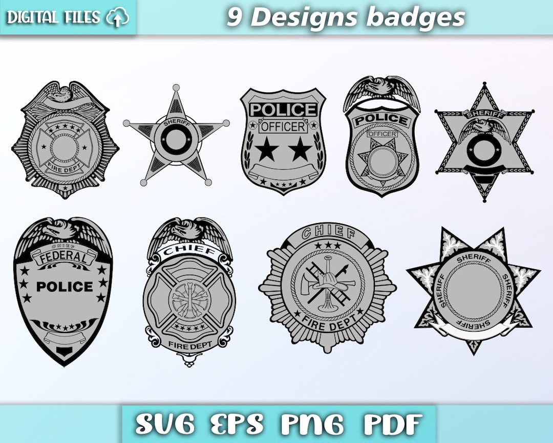 Police Officer Svg/ Police Badges Svg/ Policeman Svg/ Police Shields ...