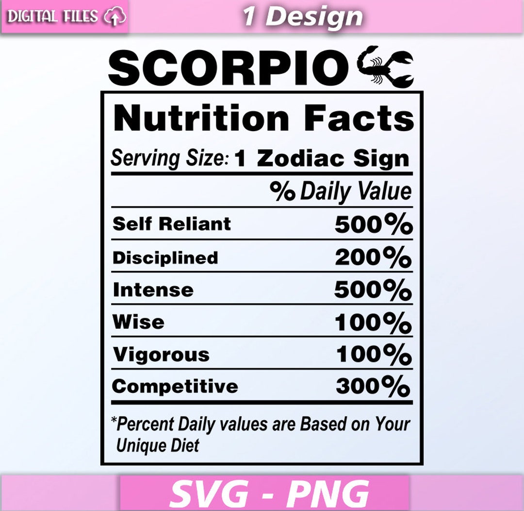 Scorpio Nutrition Facts/ Nutrition Facts Svg/ Scorpio Zodiac Svg ...