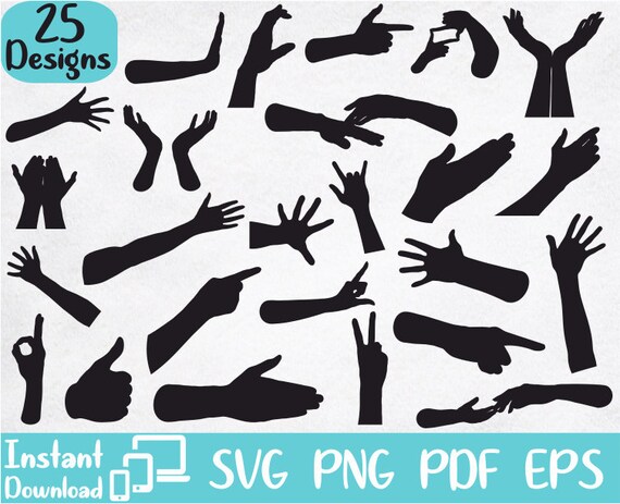 Hands Bundle SVG Silhouette Hand Hands Vector Svg Hand - Etsy