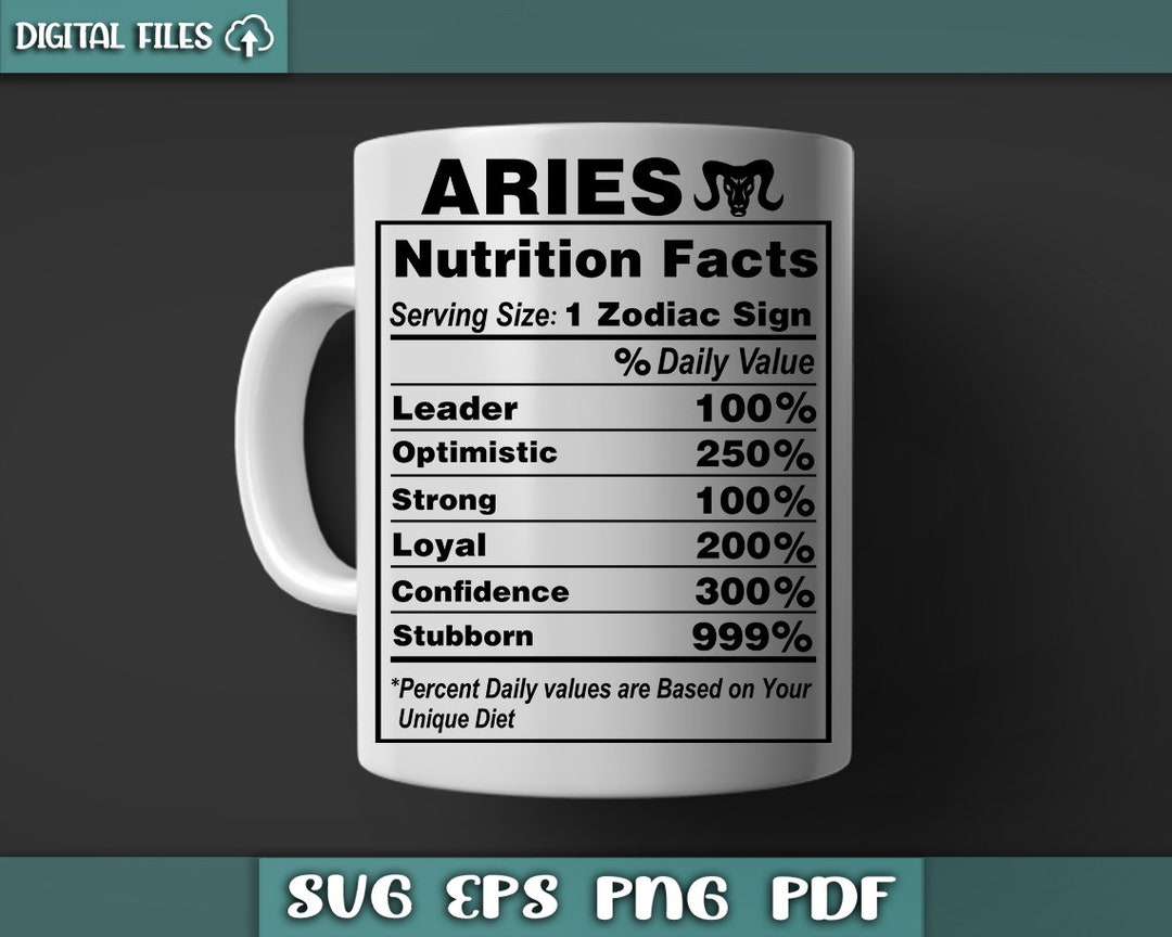 Aries Nutrition Facts Svg/ Aries Zodiac Sign/ Aries Svg/ - Etsy