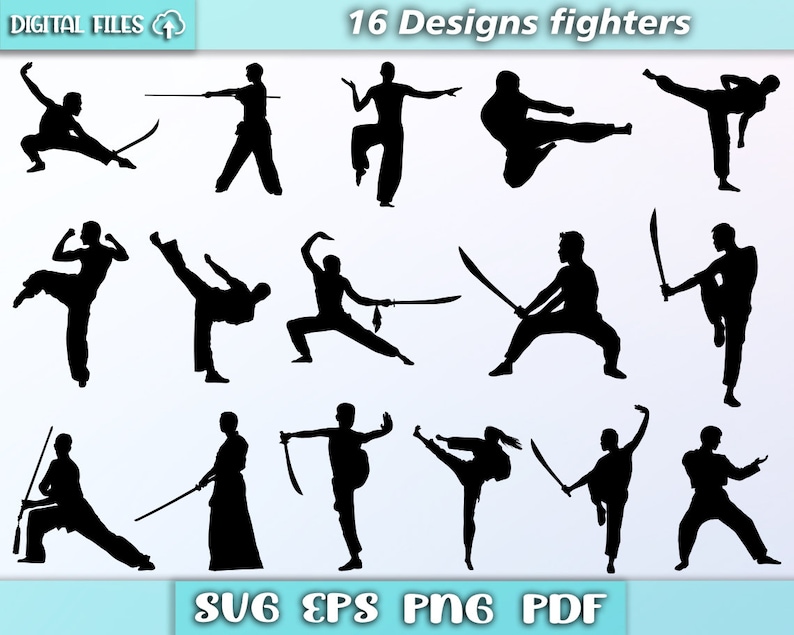 Fighters Svg/ Fight Pose/ Silhouette Bundle/ Clip Art/ Eps/pdf/png/svg ...