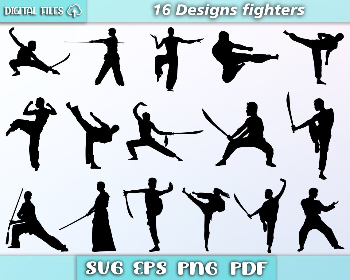 Fighters Svg/ Fight Pose/ Silhouette Bundle/ Clip Art/ Eps/pdf/png/svg ...