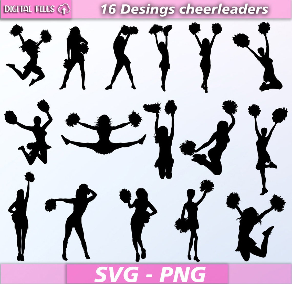 Cheerleaders Svg/ Cheerleaders Silhouette/ Cheerleader Vector ...