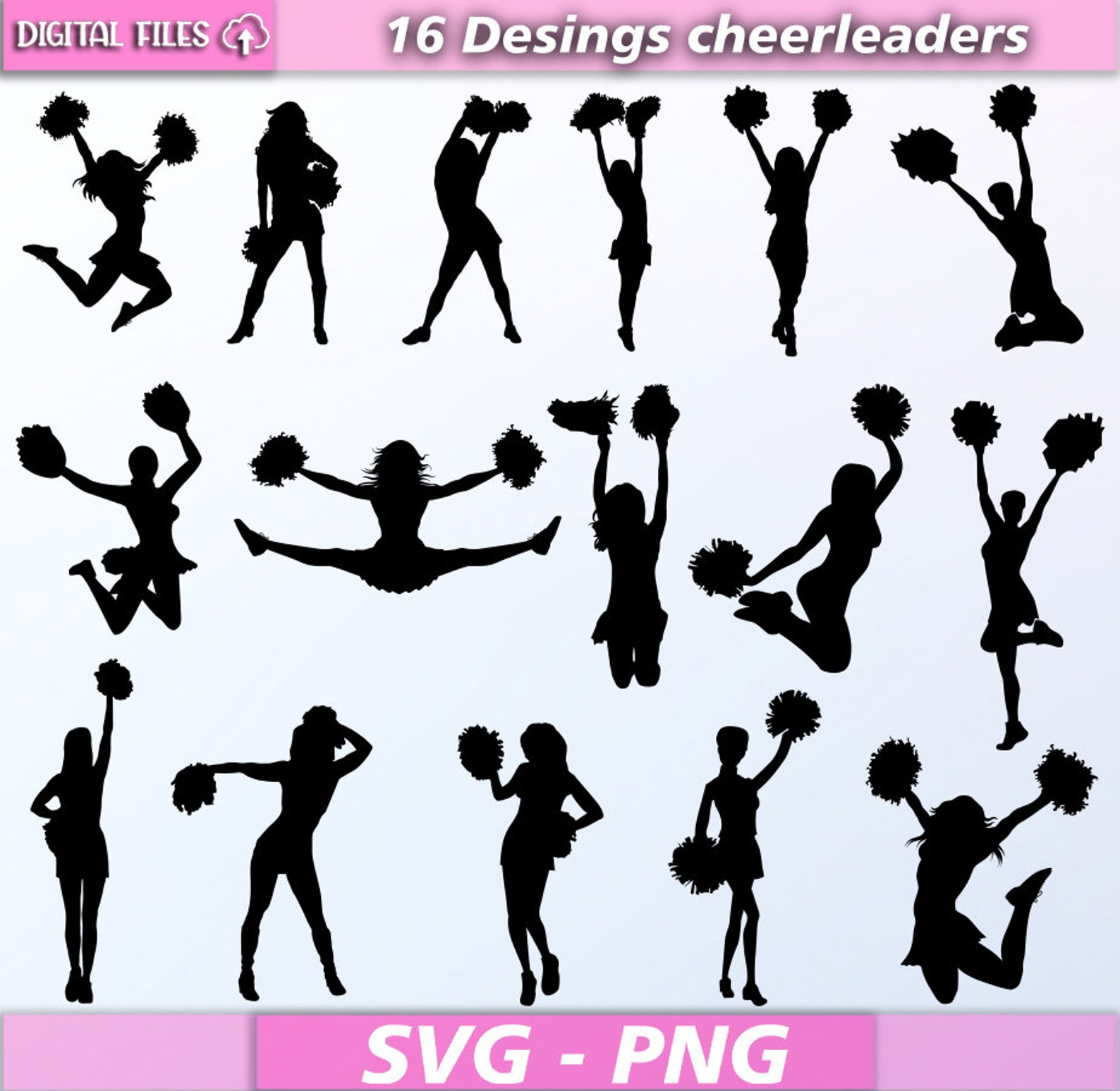 Cheerleaders Svg/ Cheerleaders Silhouette/ Cheerleader Vector ...