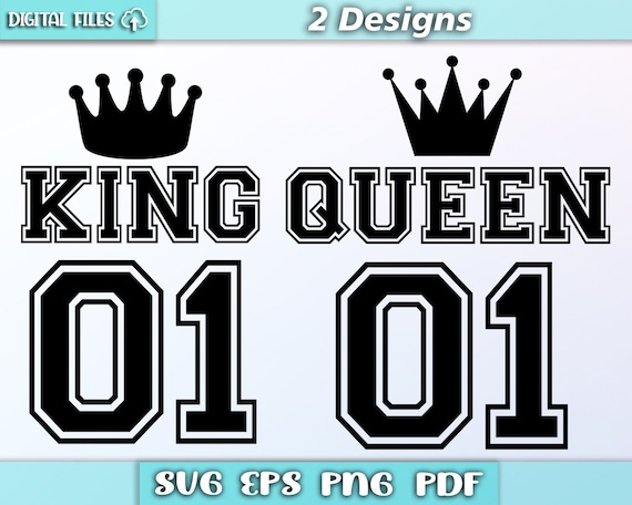 King Queen Logos Svg Cutting File Eps Dxf Pdf Png Etsy