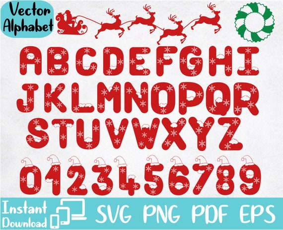 Christmas Alphabet SVG Merry Christmas Svg Christmas | Etsy
