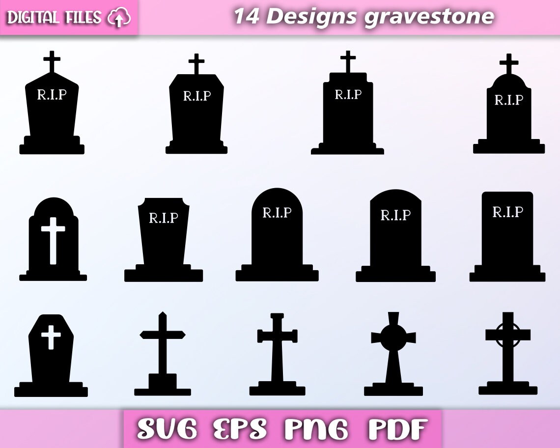 Gravestones Svg/ Gravestone Bundle/ Tombstones Svg/ Graveyard - Etsy