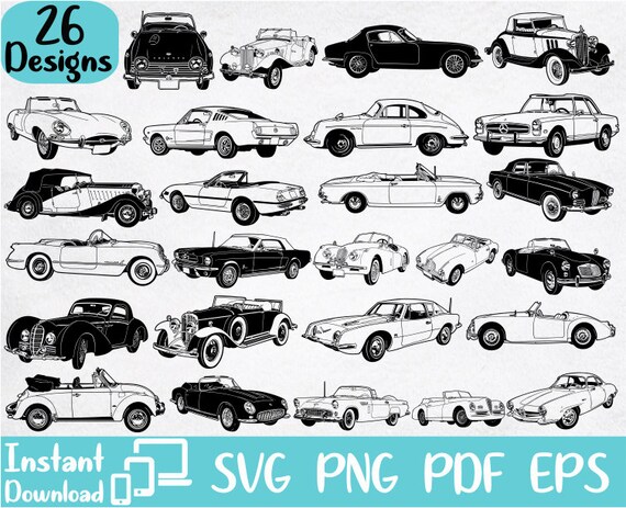 Cars Bundle SVG Old Cars Svg Retro Cars SVG - Etsy