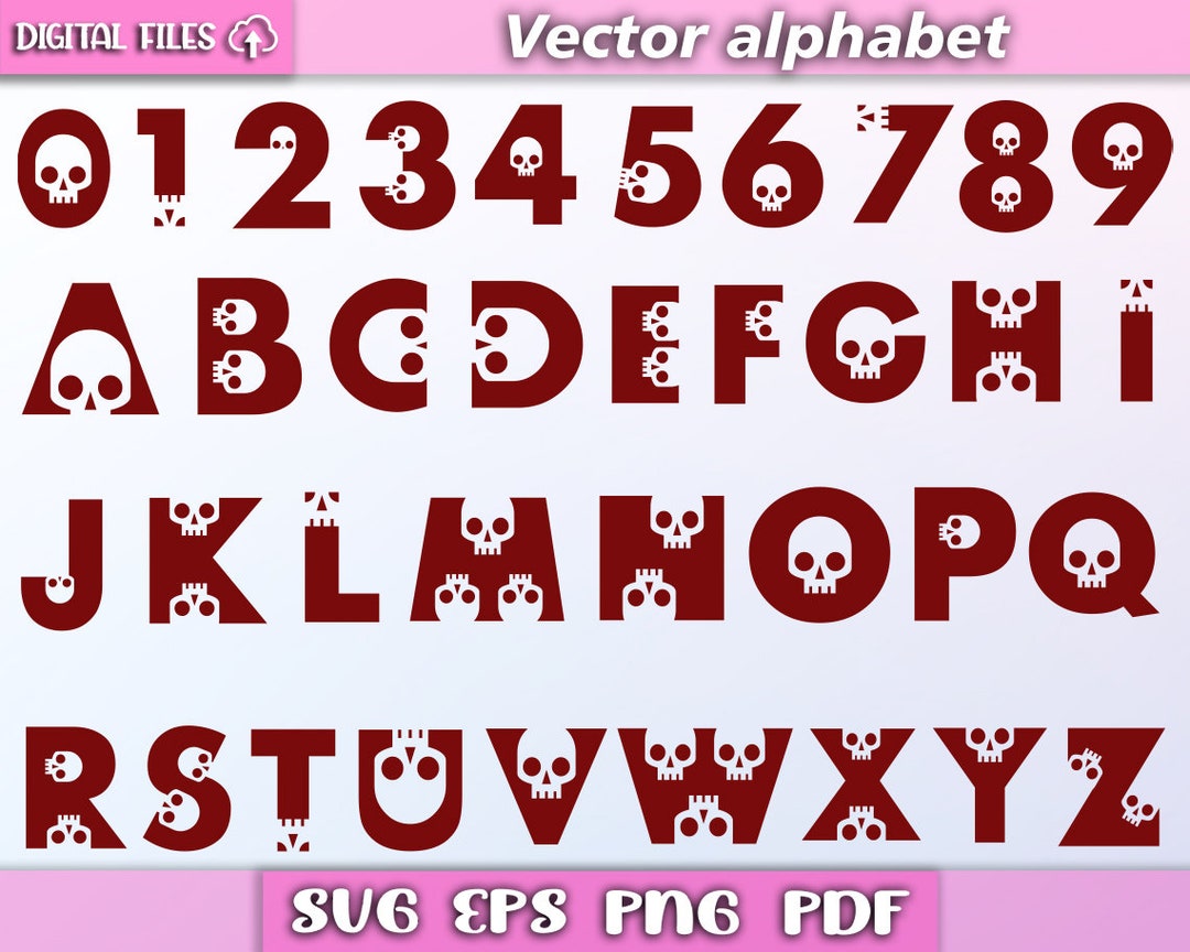 Skull Alphabet Svg/ Skull Font Vector/ Halloween Alphabet Svg/ Alphabet ...