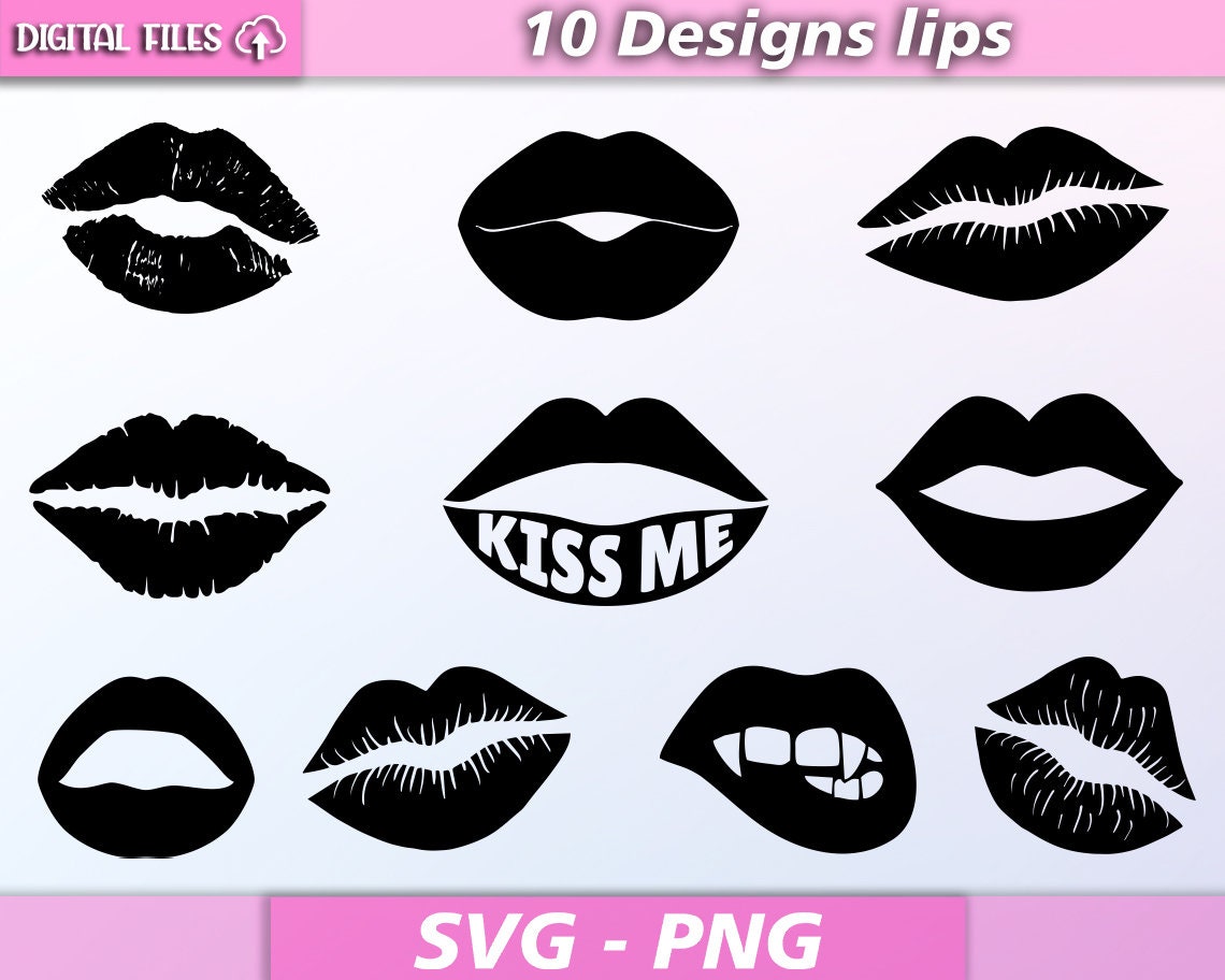 Lips Silhouette Svg/ Lips Svg/ Clipart Lips/ Lipstick Svg/ Lips Vector ...