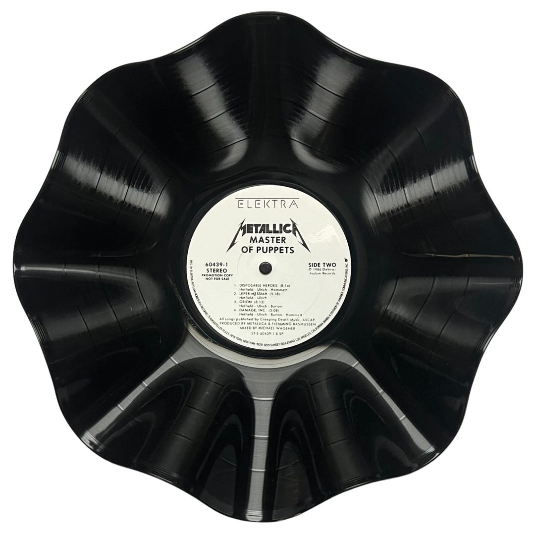 Metallica Master of Puppets Record Bowl BLACK 12 VINYL Retro Record ...