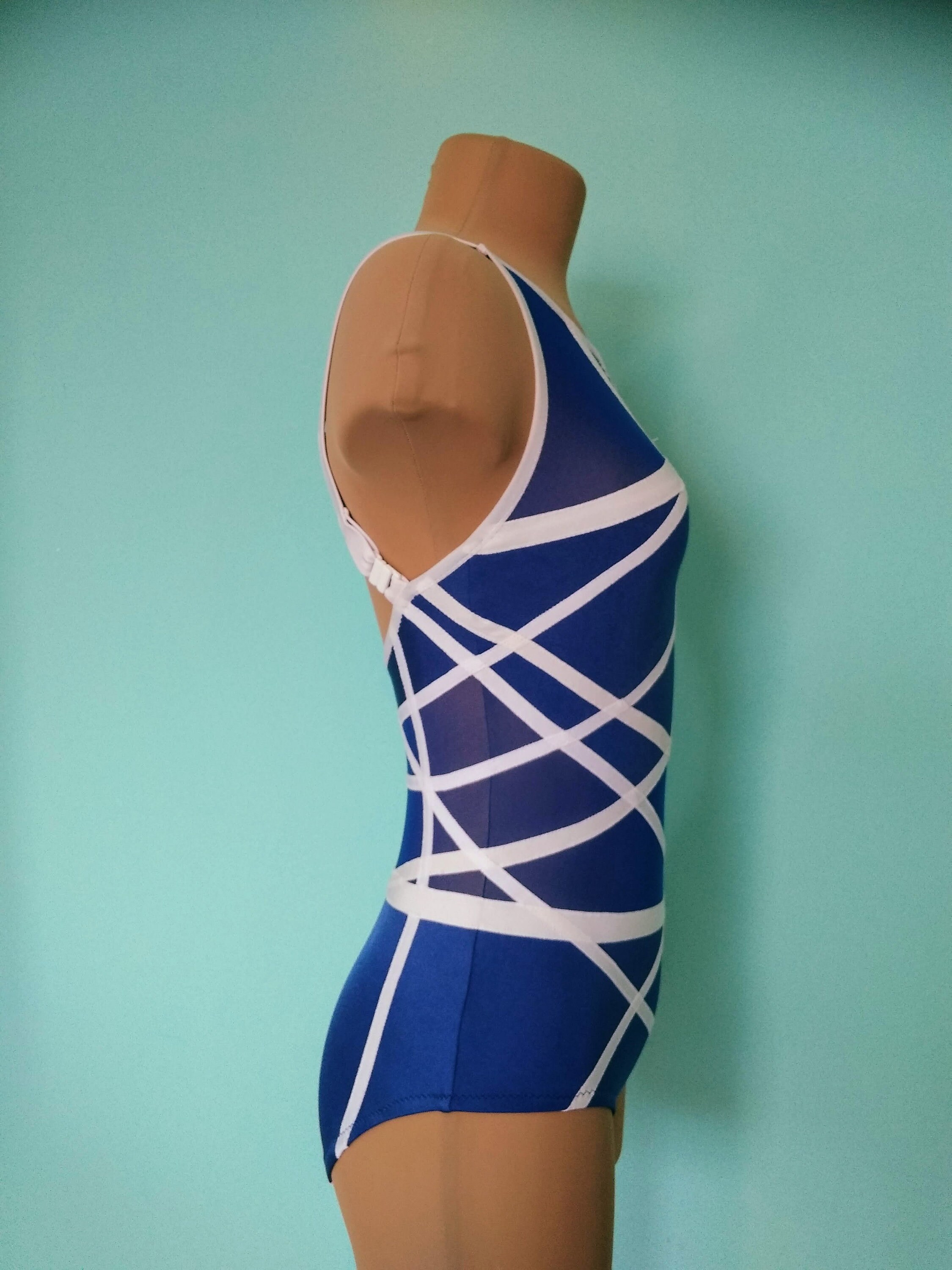 Contemporary, Acro Dance Costume, Leotard, Size Child 14/AXS, Blue With ...