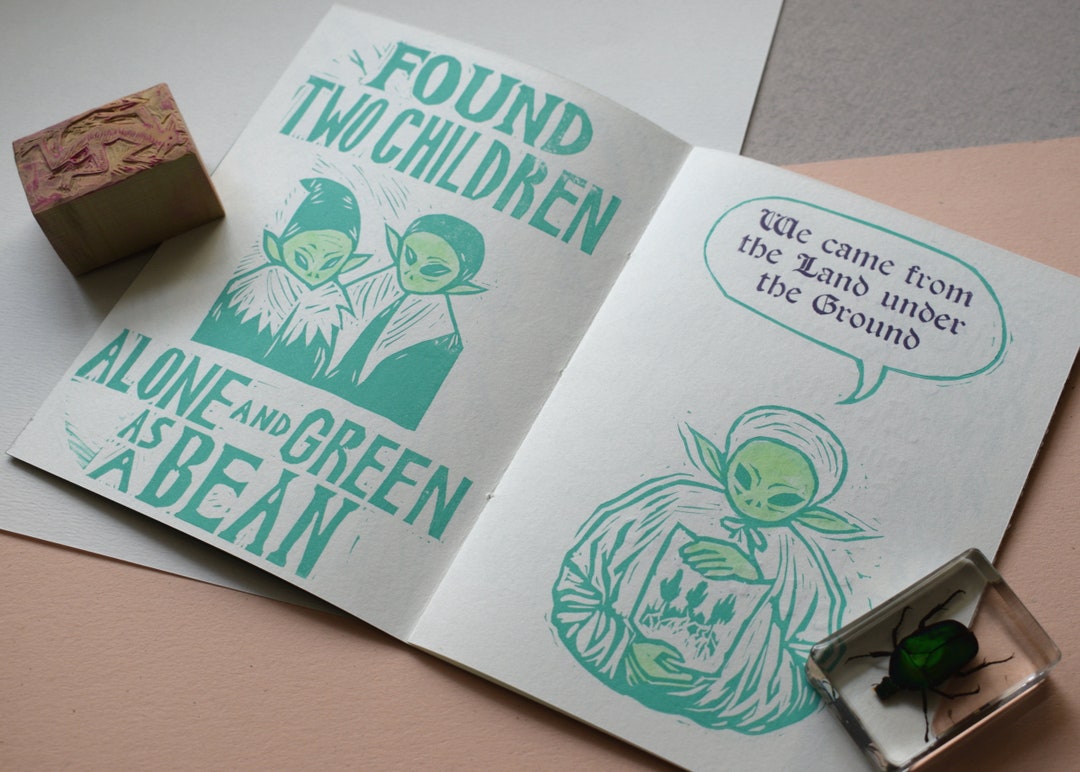 The Green Children of Woolpit - LTD Edition Linocut & Letterpress ...