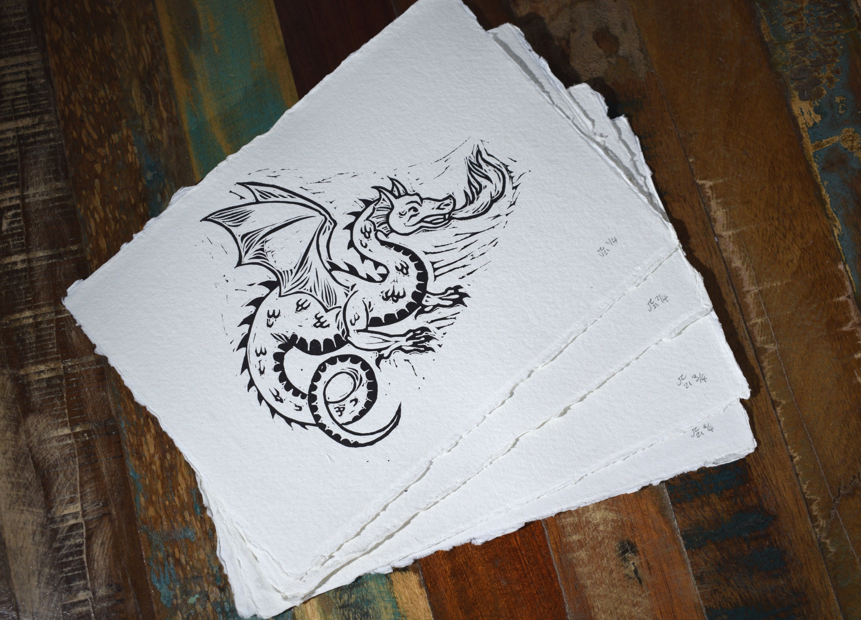 Dragon Linocut Print Medieval Animals Series - Etsy UK