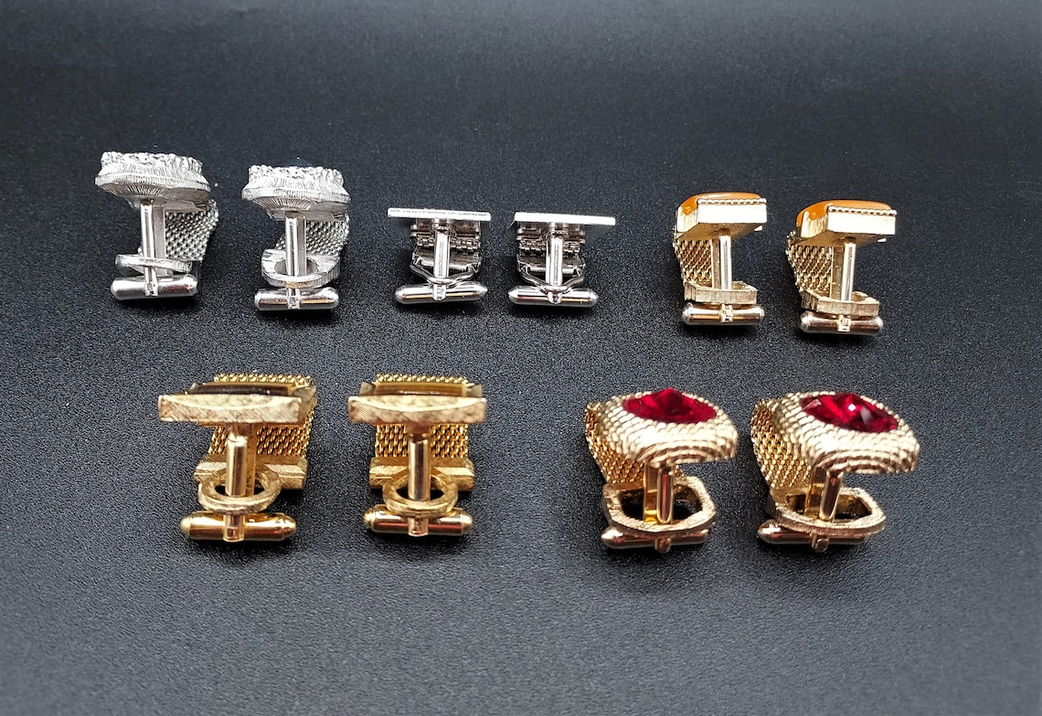 Great Lot of 5 Vintage Mesh Wrap Cufflinks in Silver & Gold Tones - Etsy