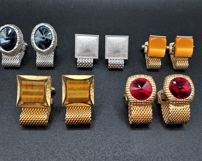 Great Lot of 5 Vintage Mesh Wrap Cufflinks in Silver & Gold Tones - Etsy