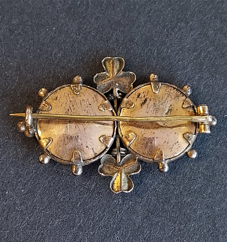 RARE Vintage Victorian Double Frame Shamrock & Bead Small Rose Gold ...