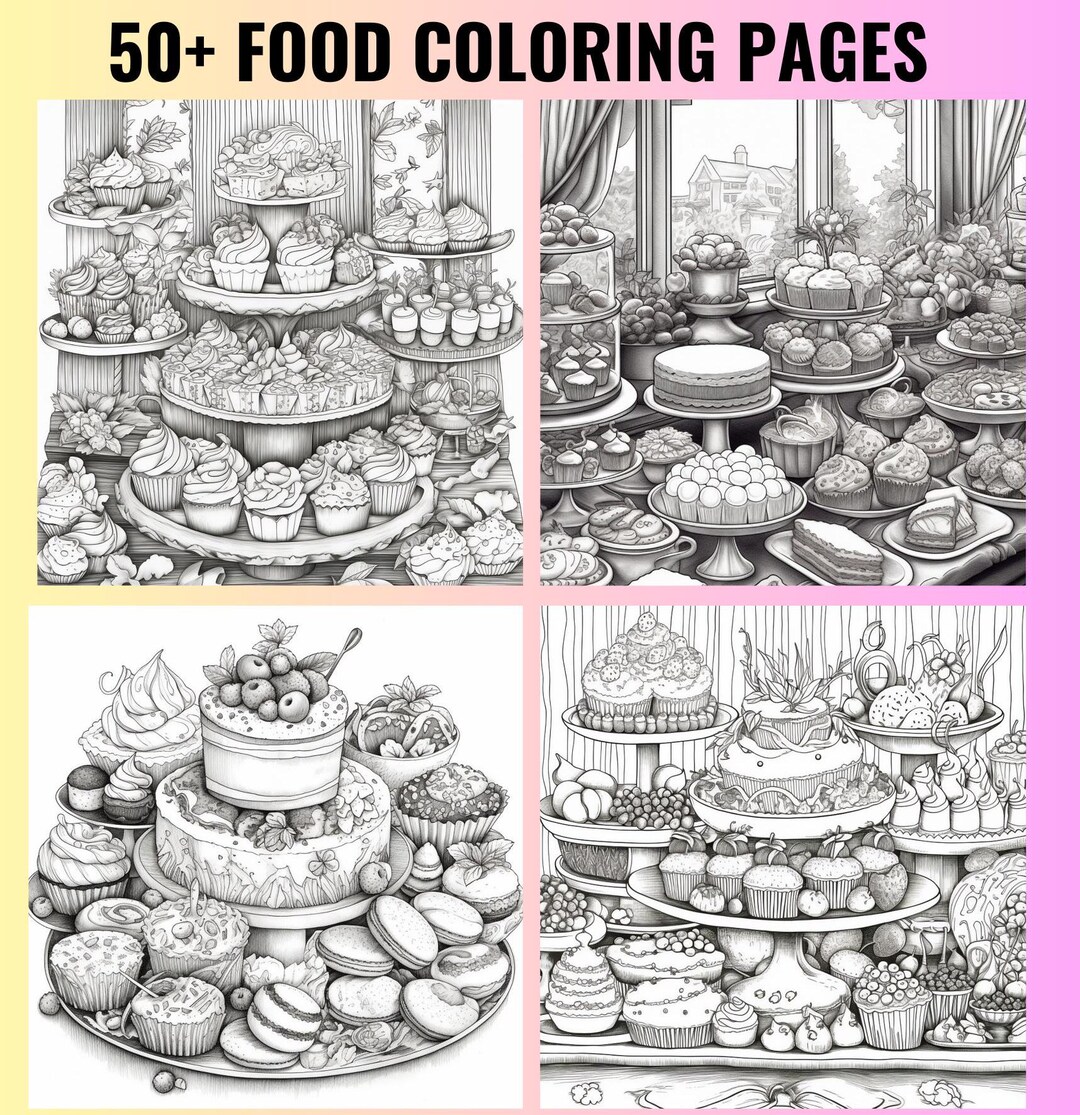 50+ Food Lovers Coloring Pages | Gourmet Delights Coloring Book | Love ...