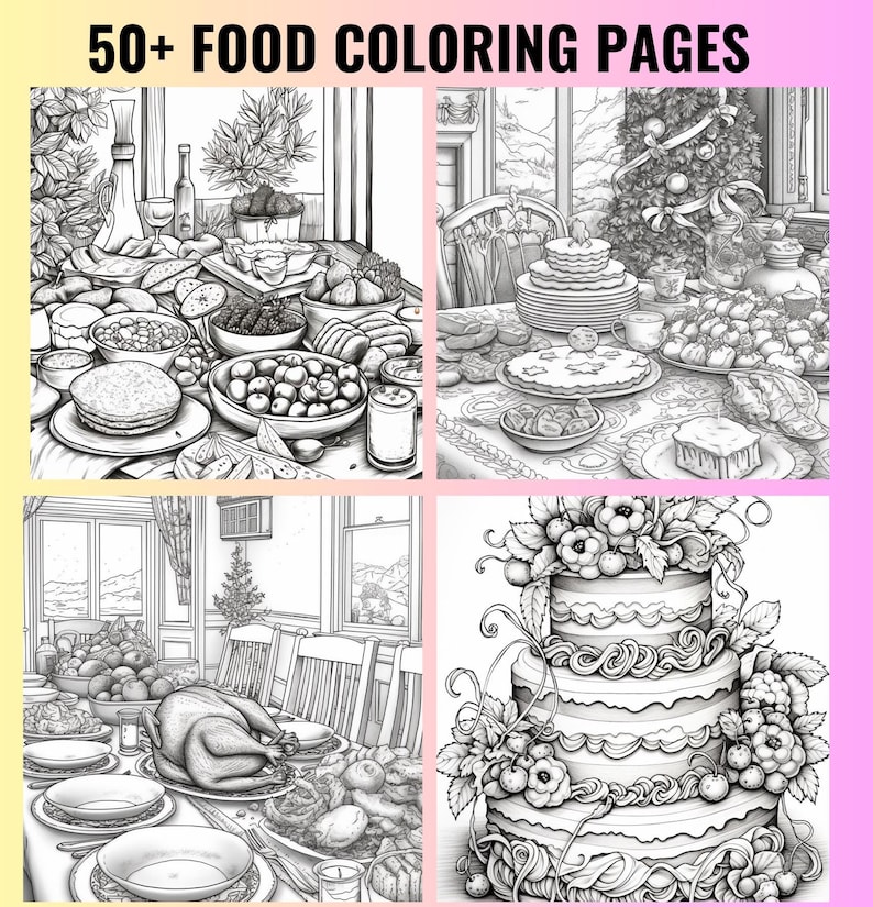 50+ Food Lovers Coloring Pages | Gourmet Delights Coloring Book | Love ...