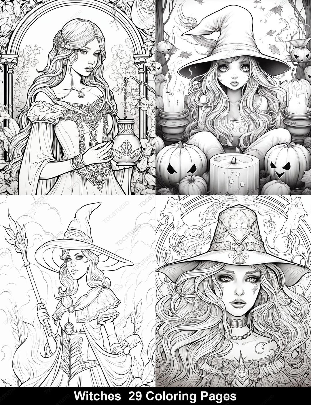 29 Witch Coloring Pages Enchanted Witches & Magical Women Designs ...