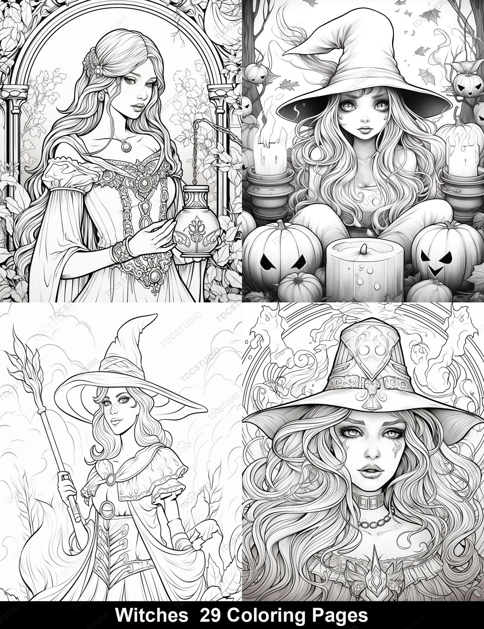 29 Witch Coloring Pages Enchanted Witches & Magical Women Designs ...