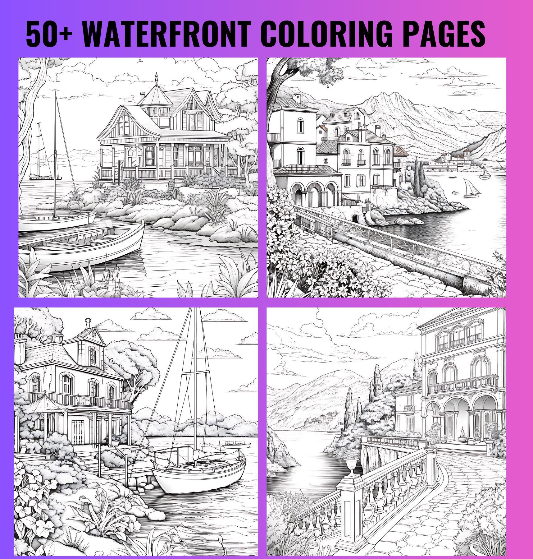 50 Waterfront Coloring Pages Summer Serenity Springtime Escapes Beach ...