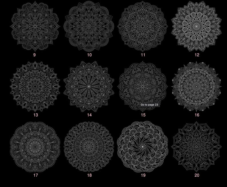 Dark Mandala Coloring Book 120+ Pages | Black Backgrounds | A4 PDF 300 ...