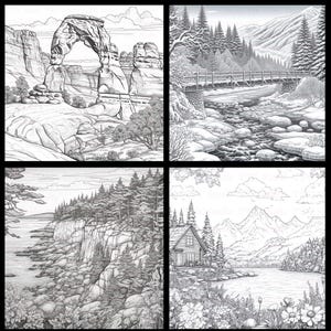 50+ Nature Coloring Pages Scenic Pages | Mountains, Beaches, Forests ...