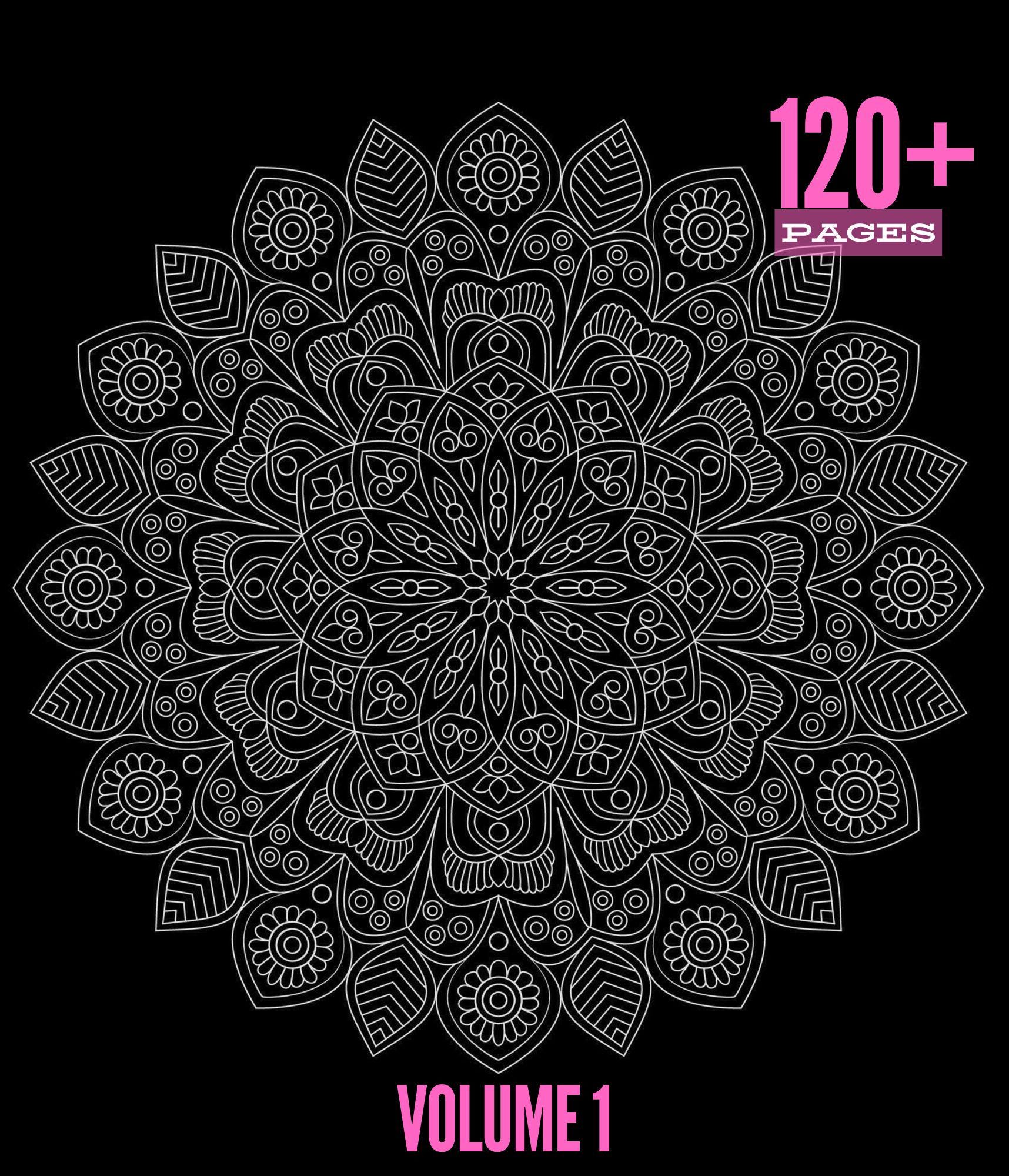 Dark Mandala Coloring Book 120+ Pages | Black Backgrounds | A4 PDF 300 ...