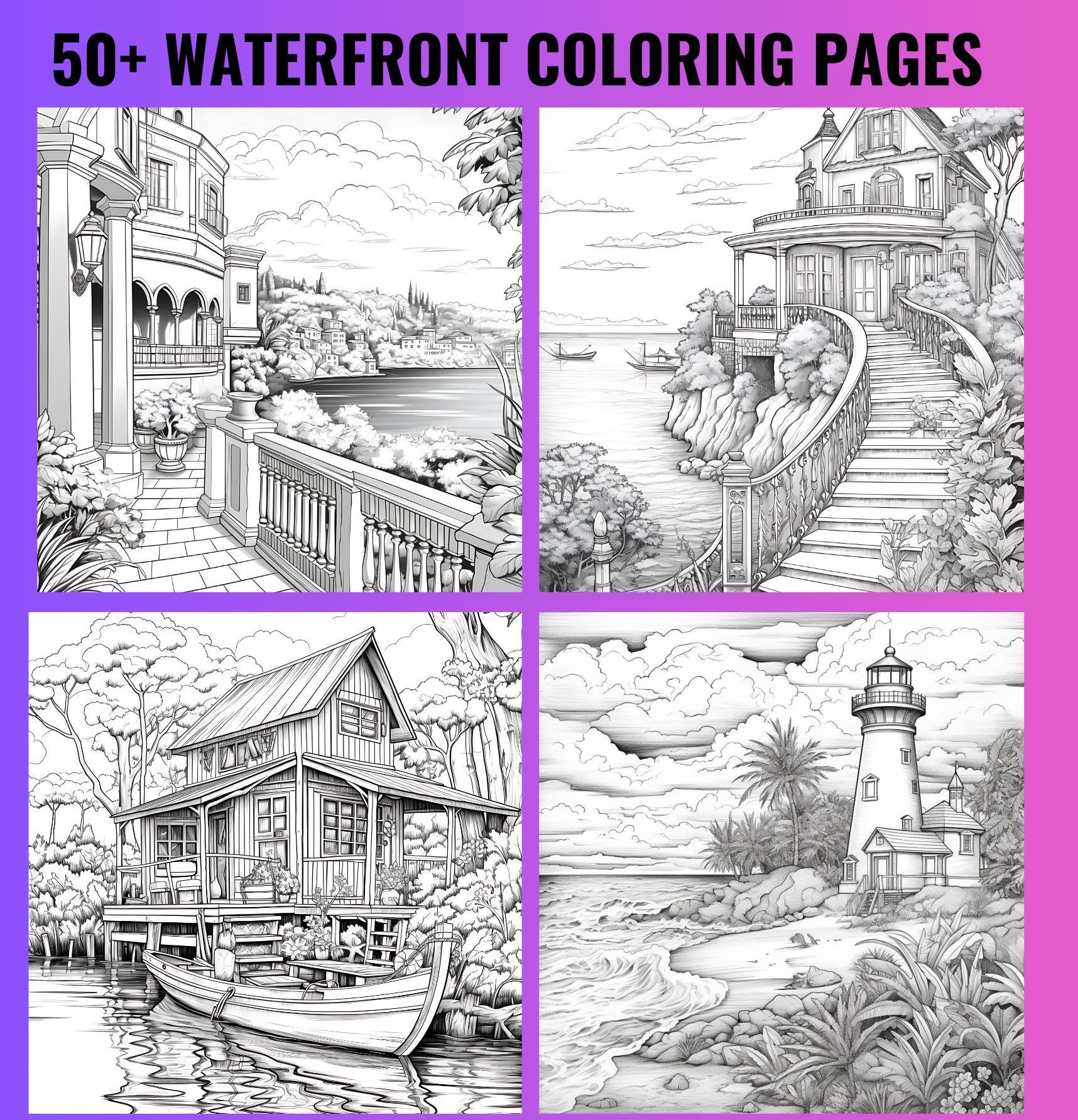 50 Waterfront Coloring Pages Summer Serenity Springtime Escapes Beach ...