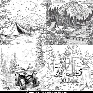 25 Camping Coloring Pages | Mountain Tent RV Adventure Coloring Book ...