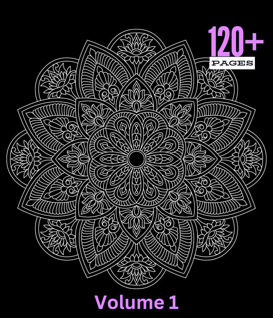 Dark Mandala Coloring Book 120+ Pages | Black Backgrounds | A4 PDF 300 ...