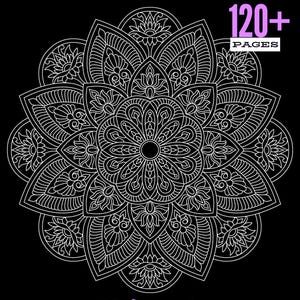 Dark Mandala Coloring Book 120+ Pages | Black Backgrounds | A4 PDF 300 ...