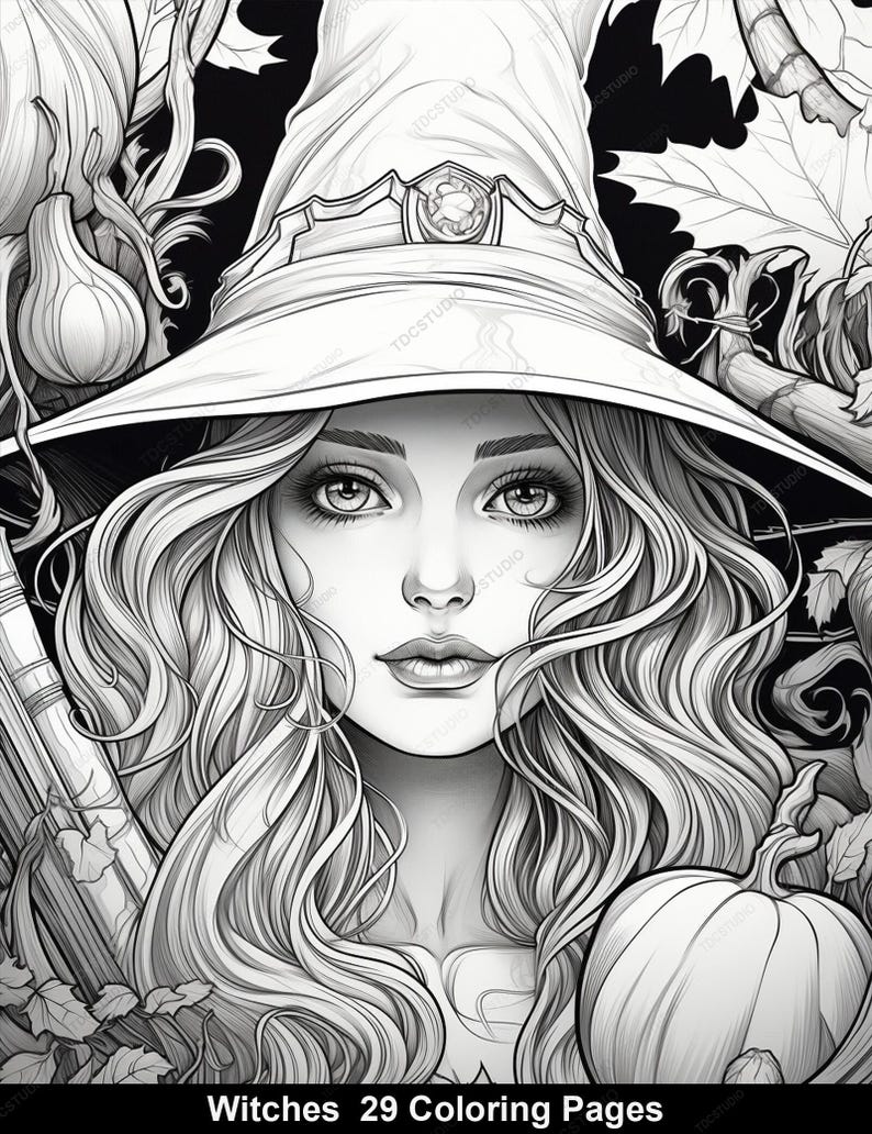 29 Witch Coloring Pages Enchanted Witches & Magical Women Designs ...