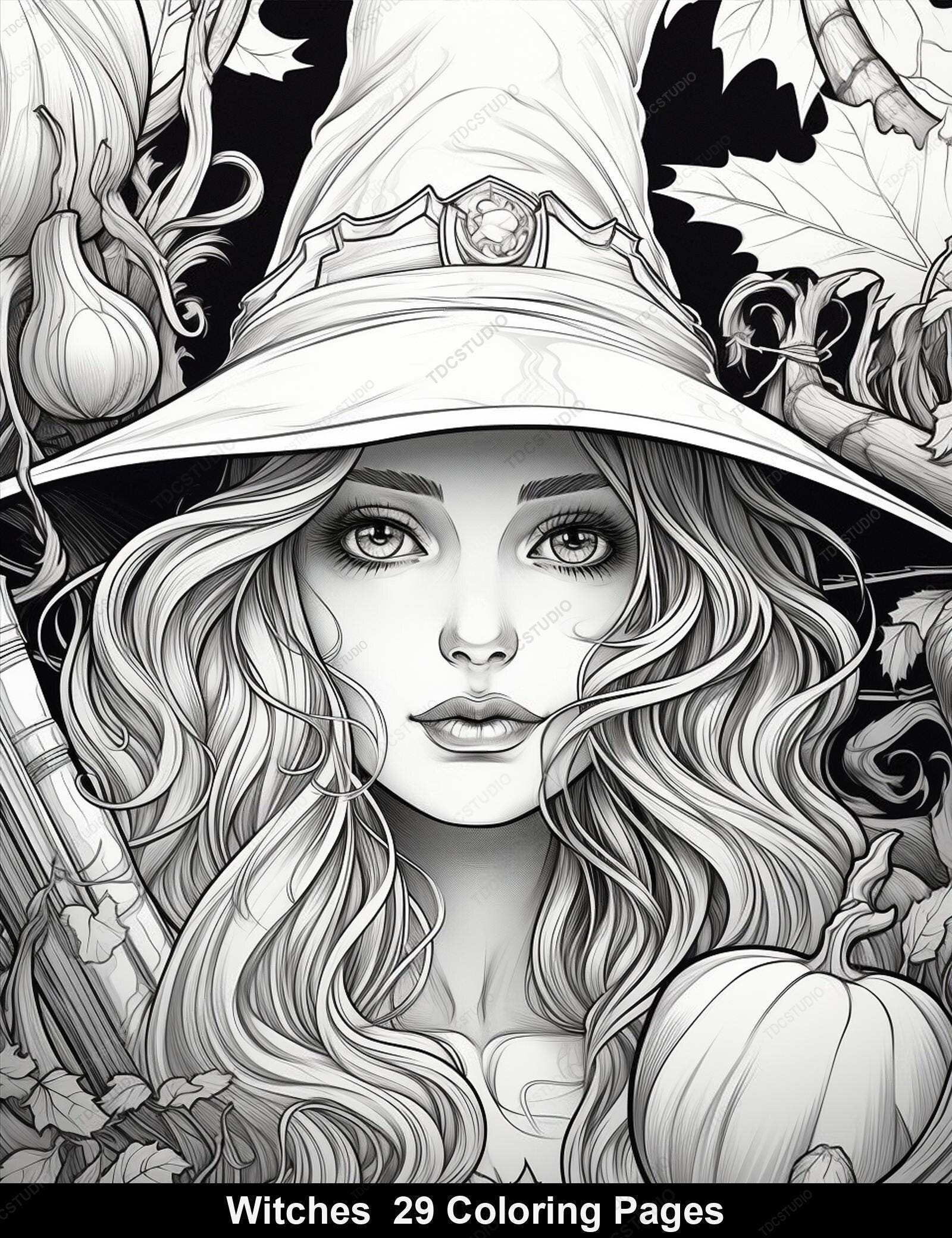 29 Witch Coloring Pages Enchanted Witches & Magical Women Designs ...