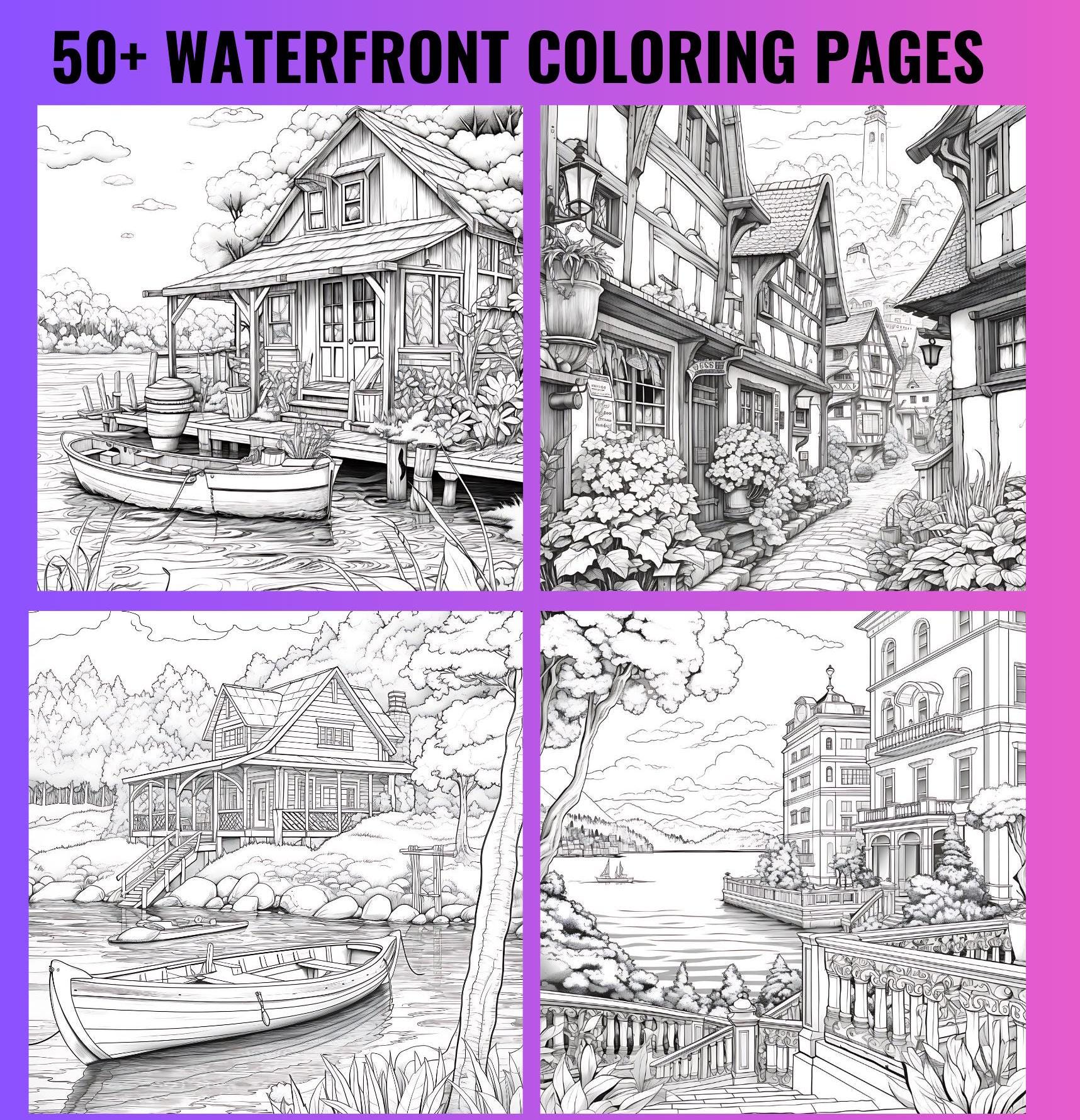 50 Waterfront Coloring Pages Summer Serenity Springtime Escapes Beach ...