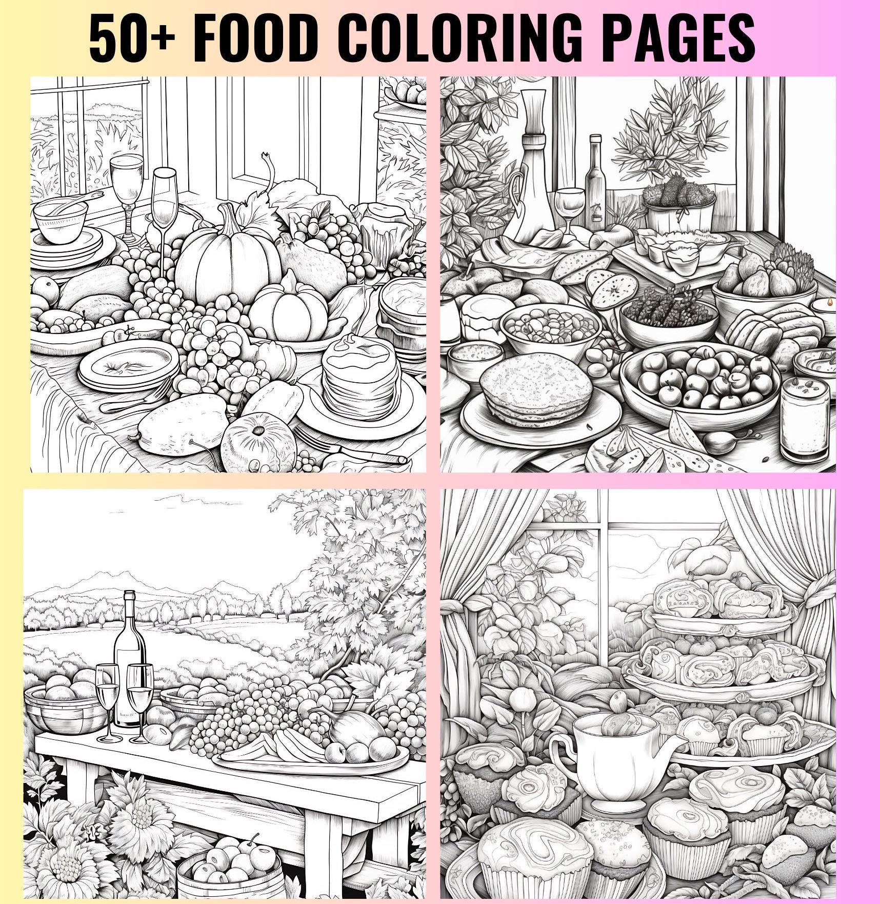50+ Food Lovers Coloring Pages | Gourmet Delights Coloring Book | Love ...