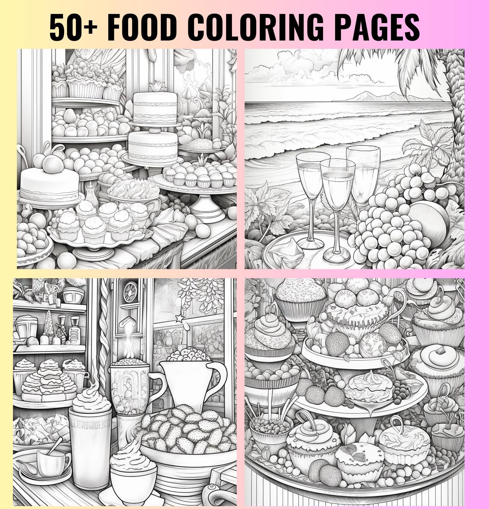50+ Food Lovers Coloring Pages | Gourmet Delights Coloring Book | Love ...