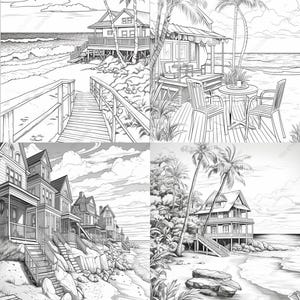 29 Beach House Coloring Pages Beach Houses Tropical Beaches, Palm Trees ...