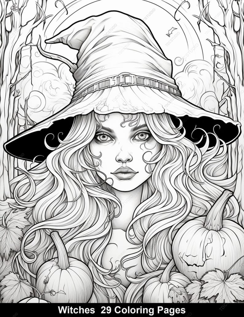 29 Witch Coloring Pages Enchanted Witches & Magical Women Designs ...