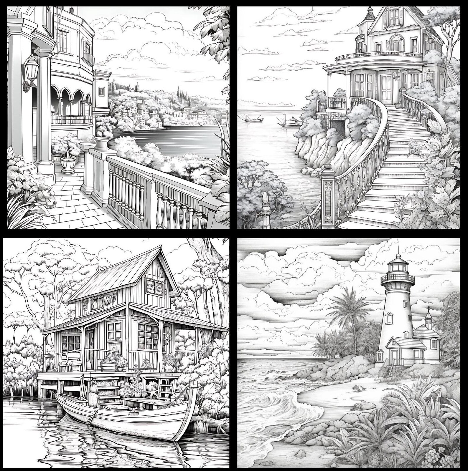 Boats Beaches Waterfront Coloring Pages 50+ Summer Vacation Scenes ...