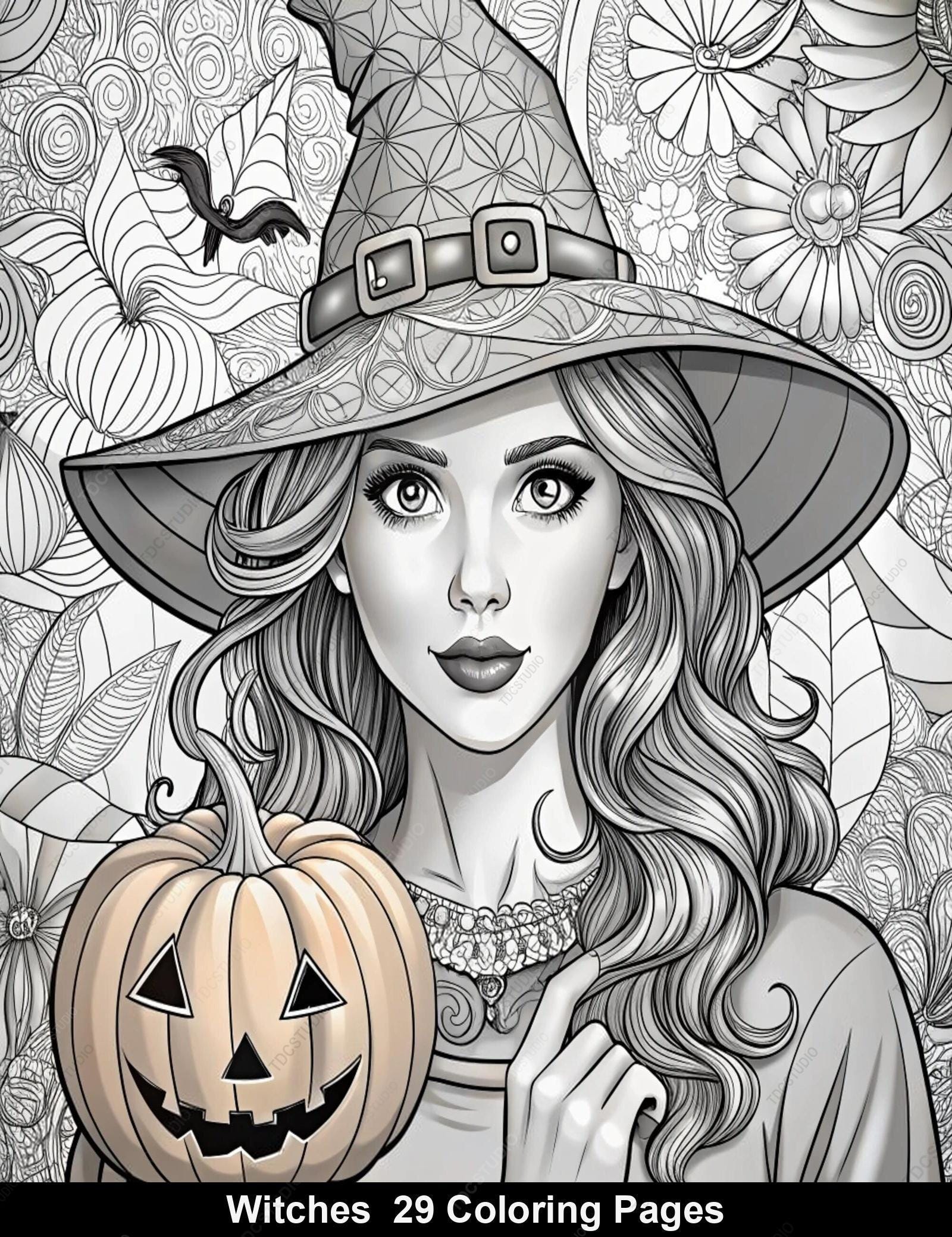 29 Witch Coloring Pages Enchanted Witches & Magical Women Designs ...