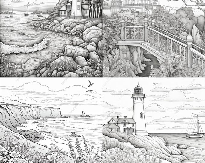 Boats Beaches Waterfront Coloring Pages Summer Vacation Scenes Luxury ...